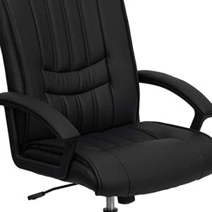 Flash Furniture Hansel Mid-Back Black LeatherSoft Swivel Manager's Office Chair with Arms