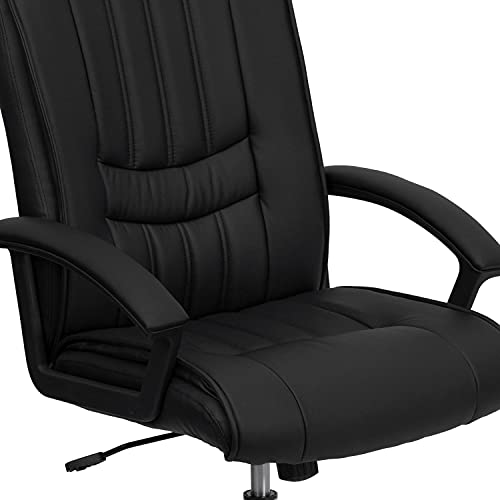 Flash Furniture Hansel Mid-Back Black LeatherSoft Swivel Manager's Office Chair with Arms