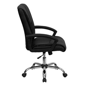 Flash Furniture Hansel Mid-Back Black LeatherSoft Swivel Manager's Office Chair with Arms