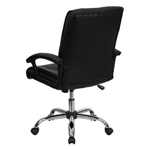 Flash Furniture Hansel Mid-Back Black LeatherSoft Swivel Manager's Office Chair with Arms