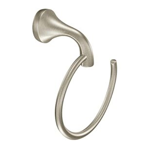 moen yb2886bn eva bathroom single post hand-towel ring, brushed nickel