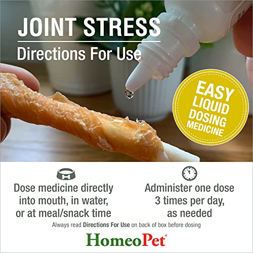 HomeoPet Joint Stress, Joint-Function Support for Dogs, Cats, and Pets, 15 Milliliters