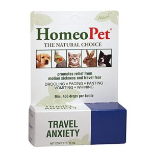 homeopet travel anxiety, calming relief for dogs, cats, and other small animals, 15 milliliters