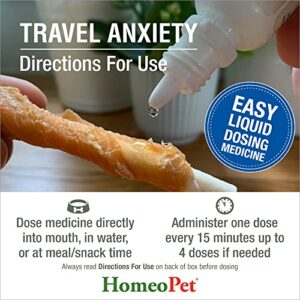 HomeoPet Travel Anxiety, Calming Relief for Dogs, Cats, and Other Small Animals, 15 Milliliters