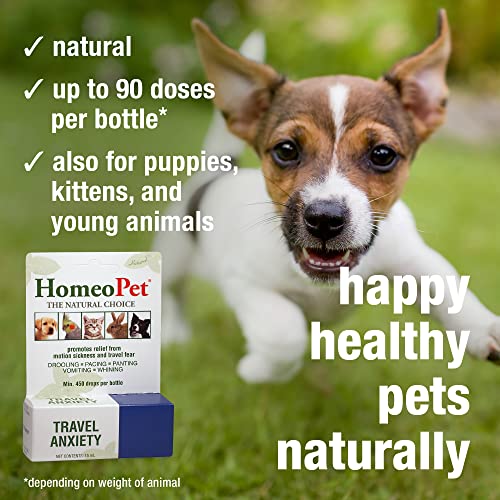 HomeoPet Travel Anxiety, Calming Relief for Dogs, Cats, and Other Small Animals, 15 Milliliters