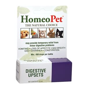 homeopet digestive upsets natural pet digestive support, supports temporary relief from digestive problems, 15 milliliters