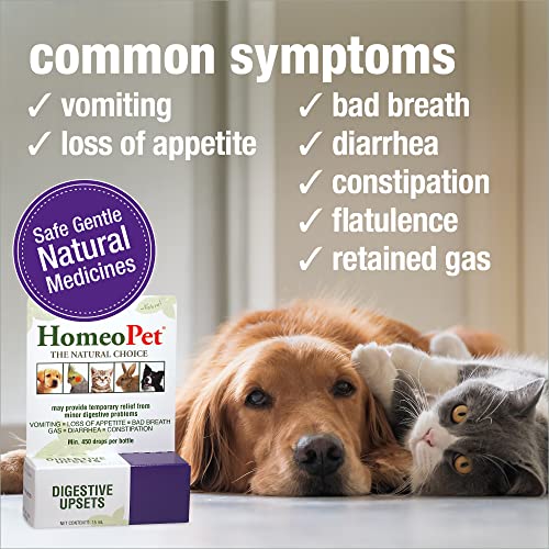 HomeoPet Digestive Upsets Natural Pet Digestive Support, Supports Temporary Relief from Digestive Problems, 15 Milliliters