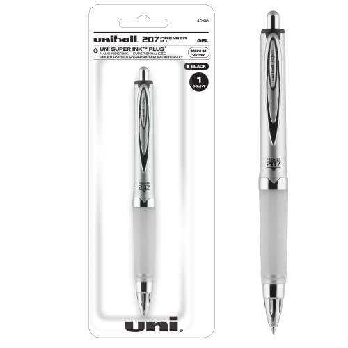 uni-ball 40108 207 Premier Retractable Gel Rollerball Pen, Medium Point, Black Ink, 1 Count