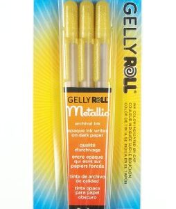 Sakura 57385 3-Piece Gelly Roll Blister Card Metallic Gel Ink Pen Set, Gold