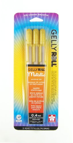 Sakura 57385 3-Piece Gelly Roll Blister Card Metallic Gel Ink Pen Set, Gold