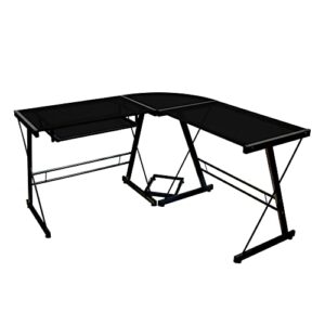 walker edison ellis modern l shape home office black corner computer gaming desk with keyboard tray, 51 inch