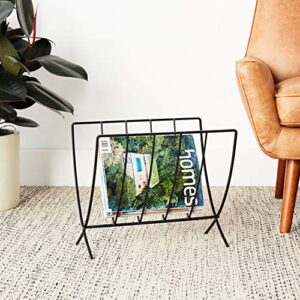 Spectrum Seville Magazine Rack (Black) - Standing Wire Storage for Desk, Office, Side Table, Bathroom, Files, Workspace, Books, Paper, & More