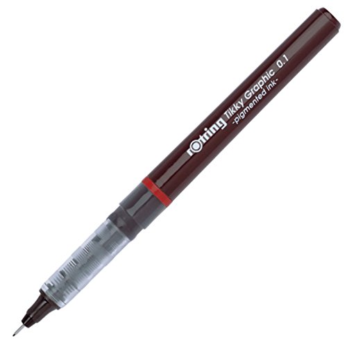 Rotring Tikky Fine Liner Fiber Tip Graphic Pen, 0.1 mm, Black Ink (1904750)