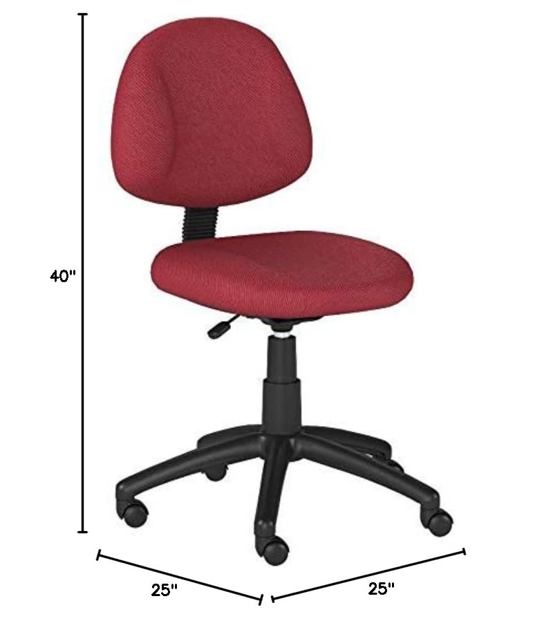 Boss Office Products Perfect Posture Delux Fabric Task Chair without Arms in Burgundy