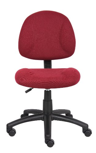 Boss Office Products Perfect Posture Delux Fabric Task Chair without Arms in Burgundy