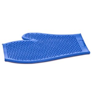 rubber horse massage mitt, blue