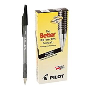 Pilot Better Ball Point Stick Pen, Black Ink.7mm, Dozen