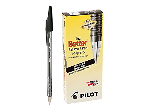 Pilot Better Ball Point Stick Pen, Black Ink.7mm, Dozen