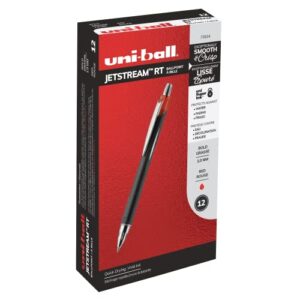 uni-ball jetstream rt retractable ballpoint pens medium point, 1.0mm, red, 12 pack