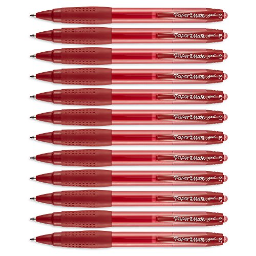 Paper Mate 1746326 Gel Pens, Medium (0.7mm), Red, 12 Count