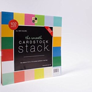 DCWV Cardstock Stack, Value Pack, Assorted Solid Colors, Smooth, 102 Sheets (6 each), 12 x 12 inches