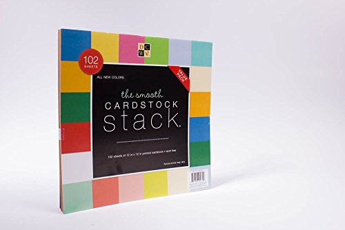 DCWV Cardstock Stack, Value Pack, Assorted Solid Colors, Smooth, 102 Sheets (6 each), 12 x 12 inches