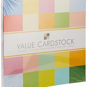 DCWV Cardstock Stack, Value Pack, Assorted Solid Colors, Smooth, 102 Sheets (6 each), 12 x 12 inches