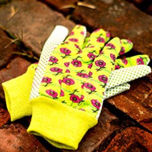 G & F 1852-3 Women Soft Jersey Garden Gloves, Women Work Gloves, 3-Pairs Green/Pink/Blue per Pack