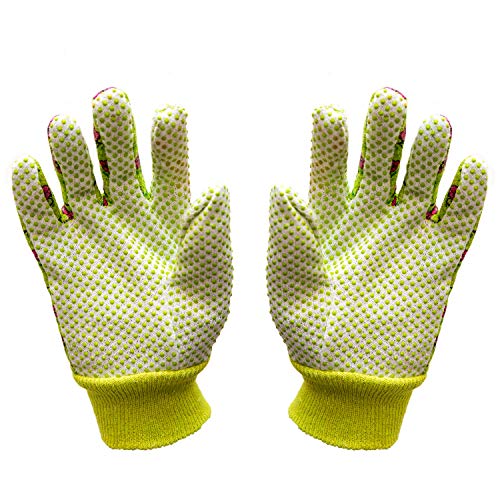 G & F 1852-3 Women Soft Jersey Garden Gloves, Women Work Gloves, 3-Pairs Green/Pink/Blue per Pack