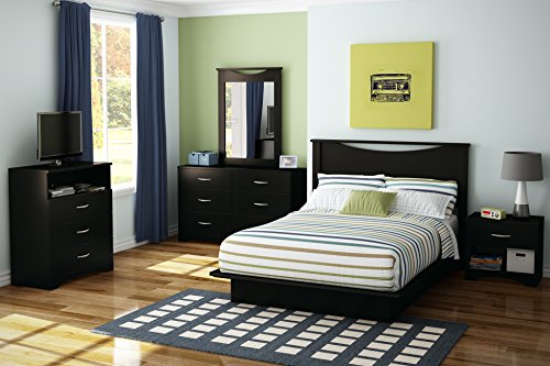 South Shore Step One Platform Bed with Storage, Full 54-Inch, Pure Black