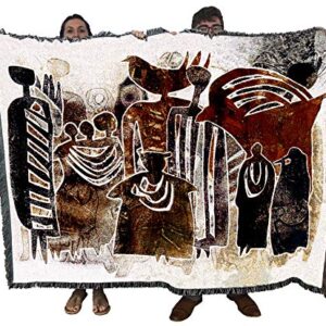 Pure Country Weavers Earthmarks Blanket by David Manje - African Cultural Gift Tapestry Throw Woven from Cotton - Made in The USA (72x54)