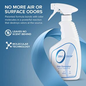 Zero Odor – Multi-Purpose Odor Eliminator - Air & Surface Odor – Patented Technology for Bathroom, Kitchen, Fabric, Closet- Smell Great Again, 16oz