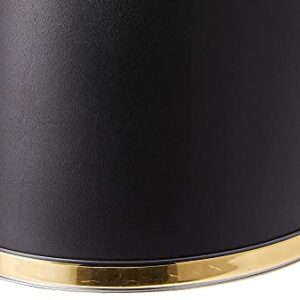 Kraftware Sophisticates Black/Polished Gold Brass Waste Basket with 3/4-Inch Bands and Brass Bumper