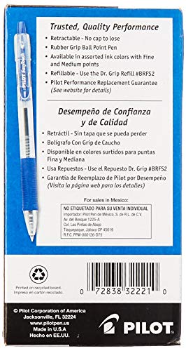 Pilot Easytouch Ballpoint Retractable Pen, Blue Ink, Medium, Dozen