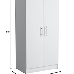 Prepac Elite 2 Door Wardrobe Cabinet, 32" W x 65" H x 20" D, White