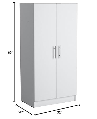 Prepac Elite 2 Door Wardrobe Cabinet, 32" W x 65" H x 20" D, White