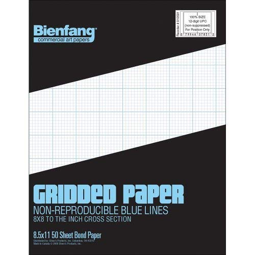 Bienfang Designer Grid Paper Pad, 8x8 Cross Section, 8.5 x 11 inches, 50 Sheets