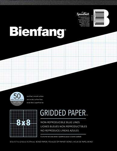 Bienfang Designer Grid Paper Pad, 8x8 Cross Section, 8.5 x 11 inches, 50 Sheets