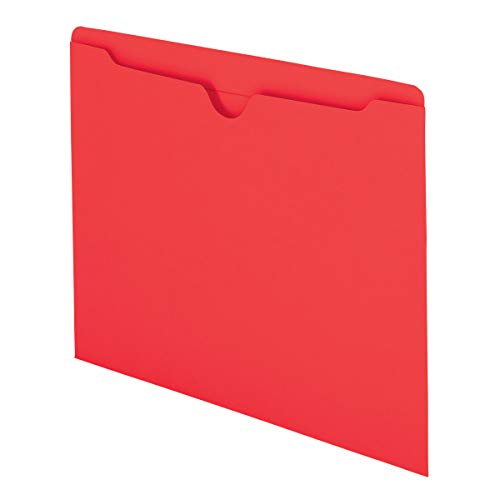 Smead File Jacket, Reinforced Straight-Cut Tab, Flat-No Expansion, Letter Size, Red, 100 per Box (75509)