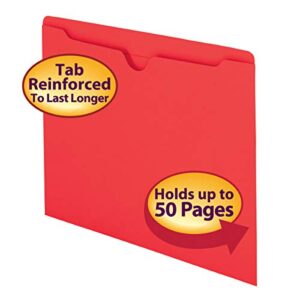 Smead File Jacket, Reinforced Straight-Cut Tab, Flat-No Expansion, Letter Size, Red, 100 per Box (75509)