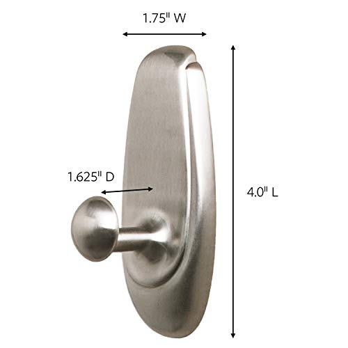 Command Large Timeless Hook, Brushed Nickel, 1-Hook, 2-Strips, Decorate Damage-Free