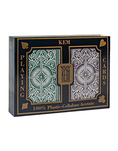 KEM Playing Cards Arrow Green and Brown, Bridge Size- Standard Index Playing Cards (Pack of 2) (1020681)