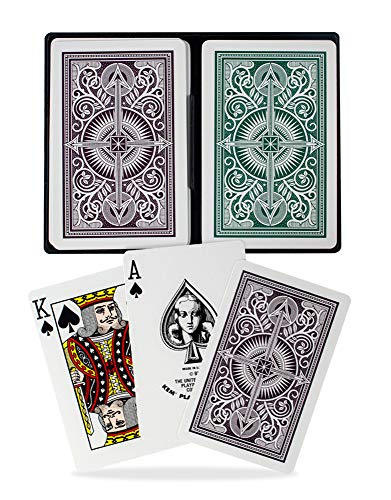 KEM Playing Cards Arrow Green and Brown, Bridge Size- Standard Index Playing Cards (Pack of 2) (1020681)