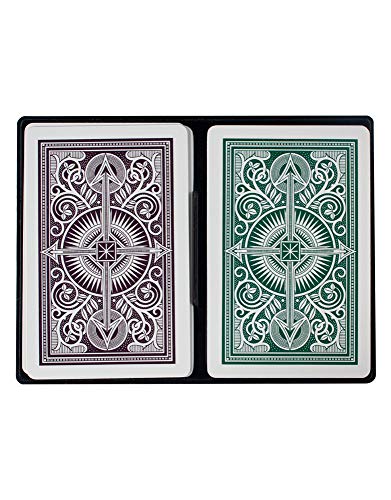 KEM Playing Cards Arrow Green and Brown, Bridge Size- Standard Index Playing Cards (Pack of 2) (1020681)