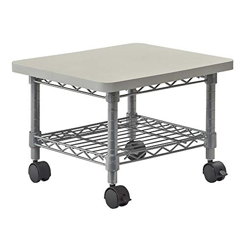 Safco Products Under Desk Printer/Fax Stand ,Steel Wire Shelf , Locking Swivel Wheels , Gray Powder Coat Finish , 19"W x 16"D Laminate Top , Easy Assembly