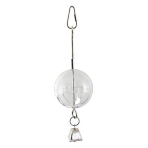 featherland paradise | creative foraging systems hanging foraging sphere & kabob with stainless steel bell, interactive bird treat toy