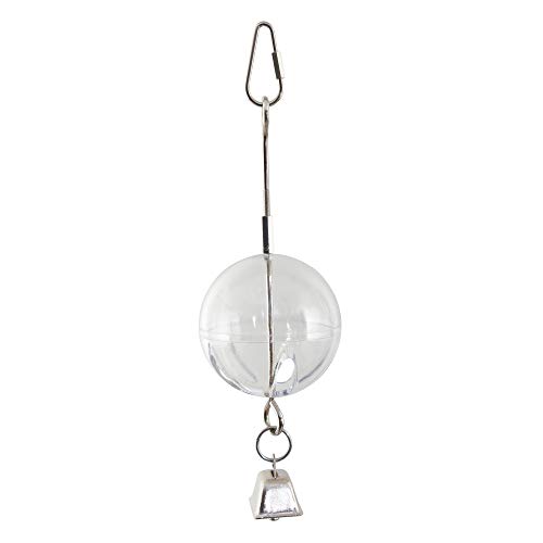 Featherland Paradise | Creative Foraging Systems Hanging Foraging Sphere & Kabob with Stainless Steel Bell, Interactive Bird Treat Toy