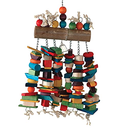 Featherland Paradise | Extra Large Hanging Bamboo Log Bird Cage Toy with Bell | Bird Toy for Extra Large Birds (Giant)