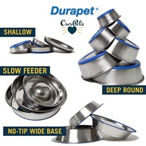 OurPets DuraPet Slow Feed Premium Stainless Steel Dog Bowl, Silver, Small (2040010300)