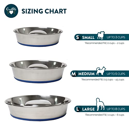 OurPets DuraPet Slow Feed Premium Stainless Steel Dog Bowl, Silver, Small (2040010300)